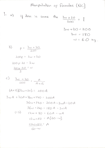 Algebra - formulae KS3 Y7 by prabhleenkaur - Teaching Resources - TES