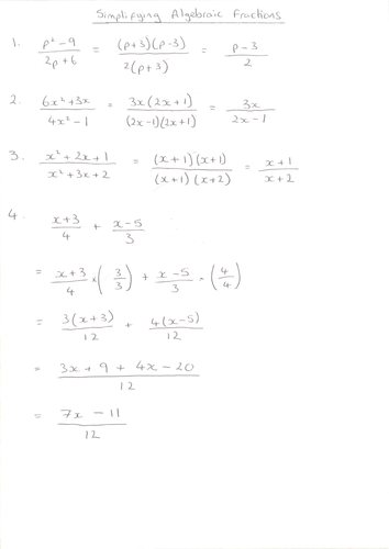 Simplifying Algebraic Fractions Bingo by Bencoates70 - Teaching ...