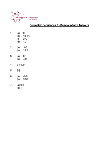 Sum to Infinity | Teaching Resources