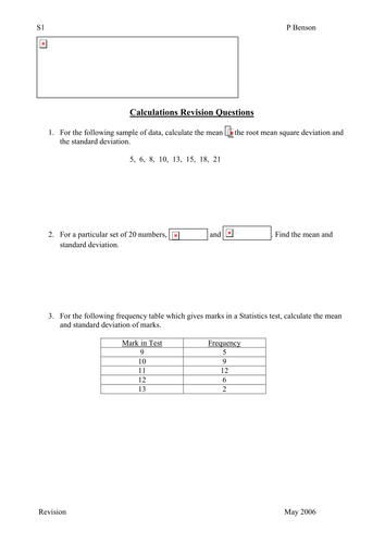 Statistical Calculations review | Teaching Resources