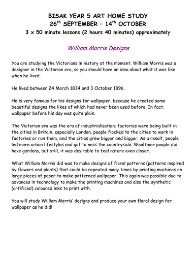 KS2 ART Unit 5C: Talking Textiles (William Morris) by twotempleplace ...