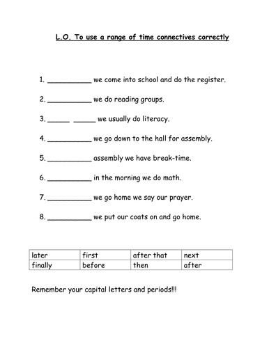 Time Openers / Connectives | Teaching Resources