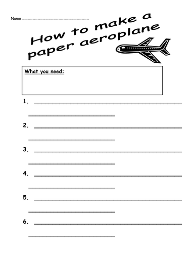 Writing instructions - make a paper airplane | Teaching Resources