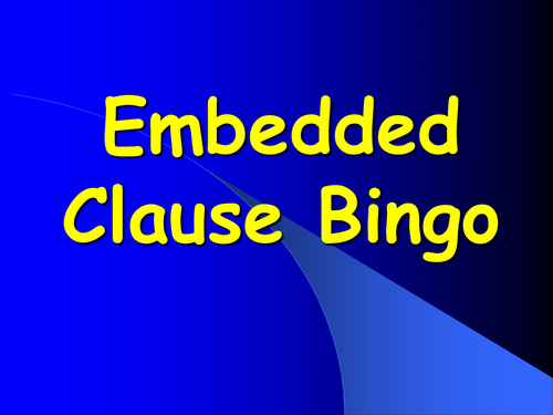 Adjectivial/embedded clause bingo game | Teaching Resources