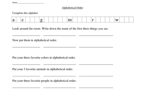 Alphabetical Order | Teaching Resources
