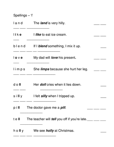 l spellings | Teaching Resources