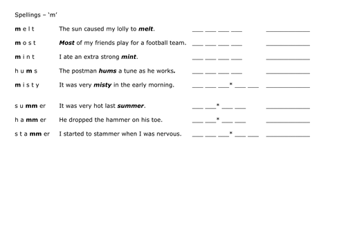 m spellings | Teaching Resources