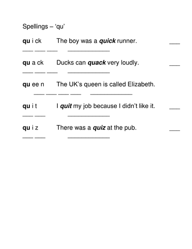 QU spelling | Teaching Resources