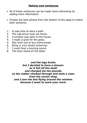 b word making new sentences | Teaching Resources