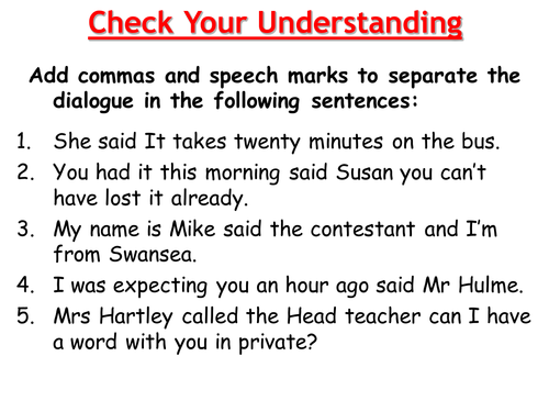 Punctuation Starter Activity | Teaching Resources