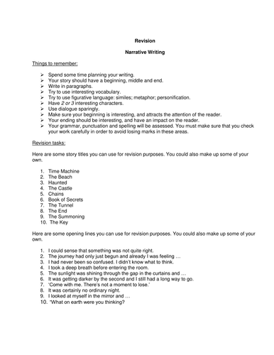 Narrative Writing Tasks and review | Teaching Resources