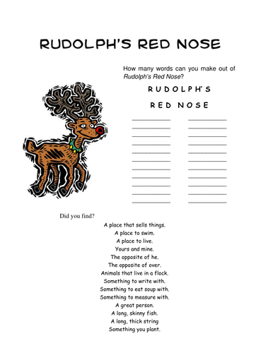 rudolphs red nose | Teaching Resources