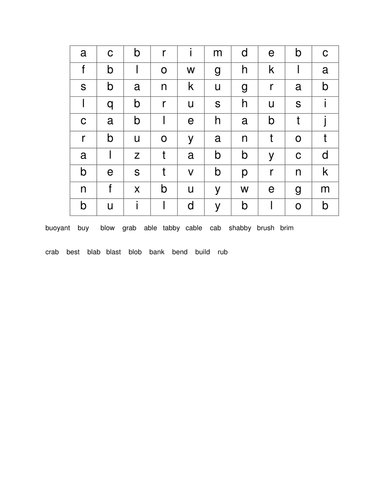 b wordsearch | Teaching Resources
