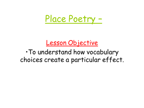 Place Poetry Lesson | Teaching Resources