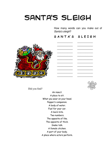 Santa's Sleigh | Teaching Resources