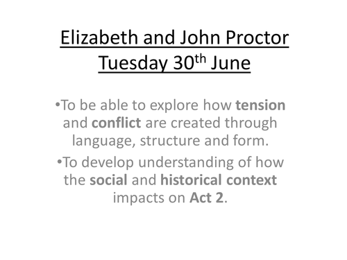 The Crucible – Elizabeth & John Proctor | Teaching Resources