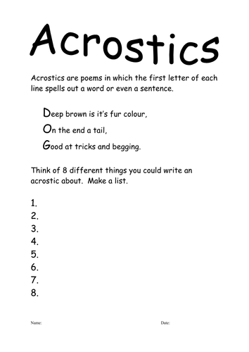 Acrostics | Teaching Resources
