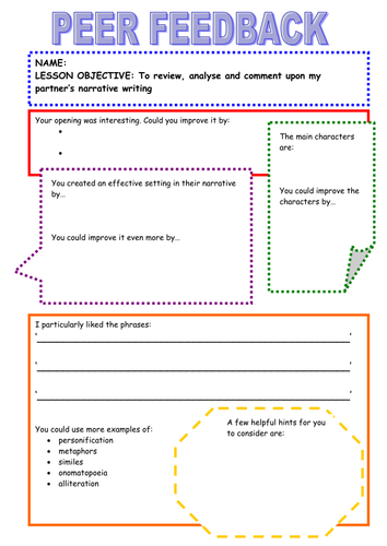 Peer assessment - narrative writing | Teaching Resources