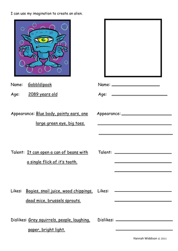 Use creativity to create an alien with scaffold | Teaching Resources