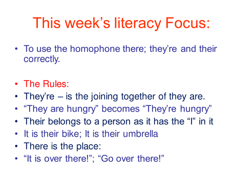 Homophones: Their They're There | Teaching Resources