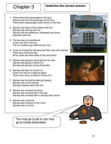 LOUIS SACHAR HOLES CHAPTER 3 | Teaching Resources