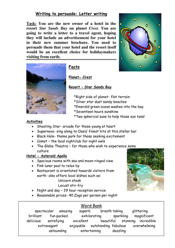 Persuasive writing linked to theme of space/planet | Teaching Resources