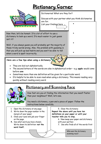 Task to test dictionary skills- starter activity | Teaching Resources