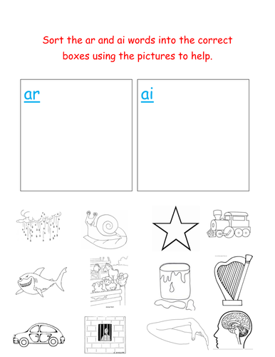 Jolly phonics - sorting ar and ai words | Teaching Resources