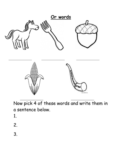 "or" Words handout | Teaching Resources