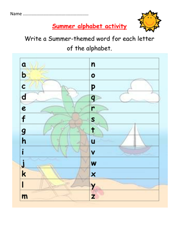 The ABC's of Summer Word Dictionary Activity | Teaching Resources