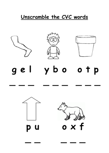 Unscramble the letters in the CVC words | Teaching Resources