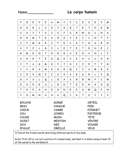 Le corps humain - wordsearch | Teaching Resources
