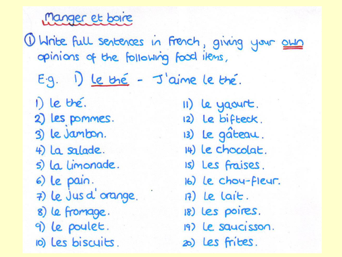 Manger et boire - giving opinions activity | Teaching Resources