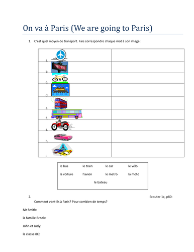A trip to Paris | Teaching Resources