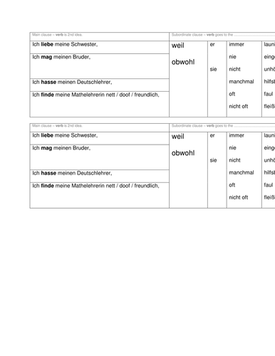 WEIL und OBWOHL | Teaching Resources