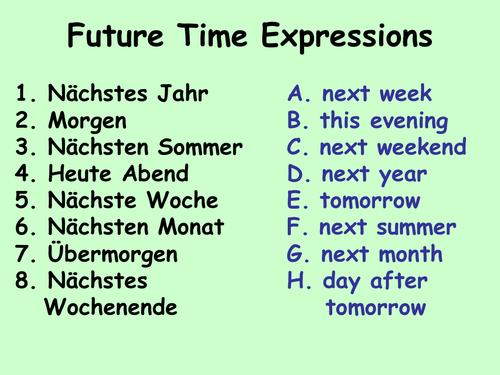 Future time expressions by mmullen - Teaching Resources - TES