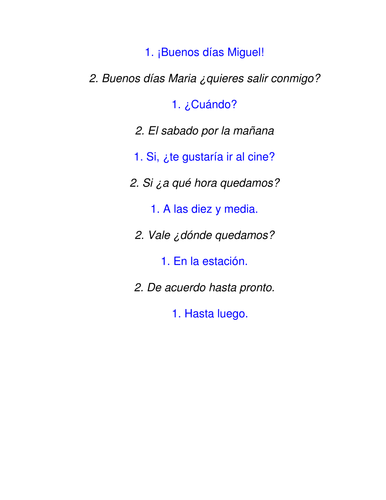 Quieres Salir? - RUNNING DICTATION ACTIVITY | Teaching Resources