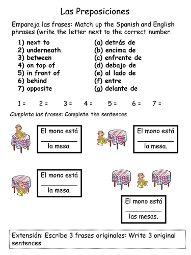 Prepositions handout | Teaching Resources