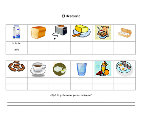 Qué Comes Para El Desayuno? - HANDOUT | Teaching Resources