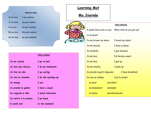 Ma Journee Learning Mat | Teaching Resources