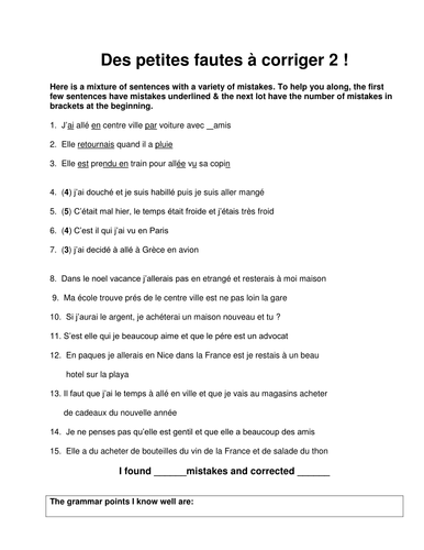 Des fautes à corriger2 | Teaching Resources