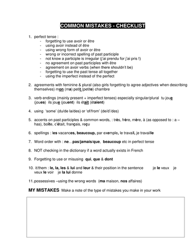 Common mistakes | Teaching Resources
