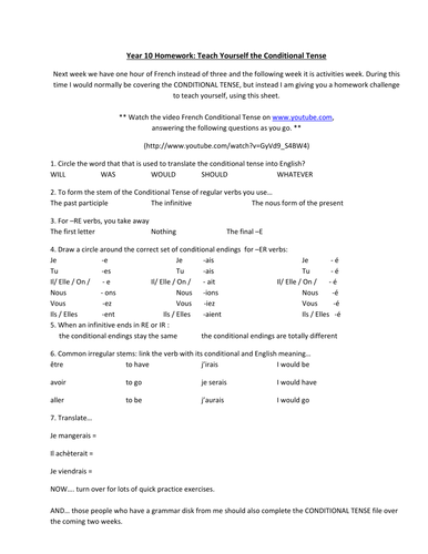 Teach Yourself the Conditional - using youtube.com | Teaching Resources