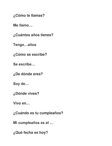 Mi Informacion personal | Teaching Resources