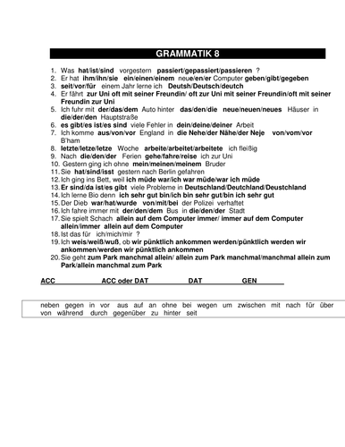 German Grammar Revision | Teaching Resources