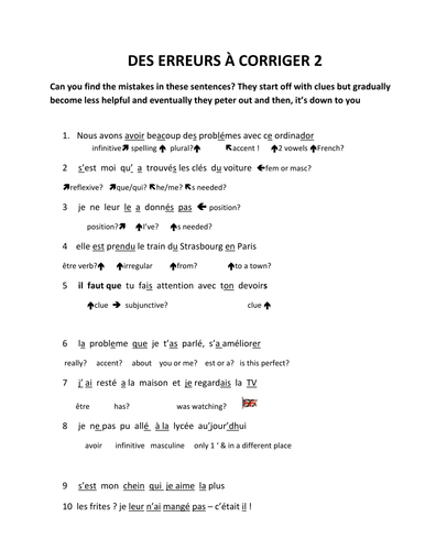 Des erreurs à corriger 3 | Teaching Resources