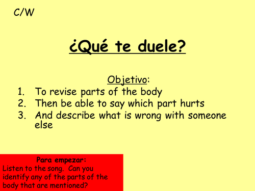 ¿Que te duele? Parts of body | Teaching Resources