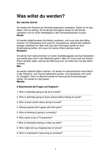 Der Nächste Schritt | Teaching Resources