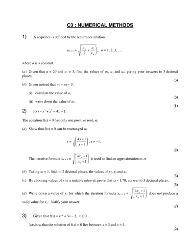Numerical Methods Test | Teaching Resources Numerical Methods Test | Teaching Resources