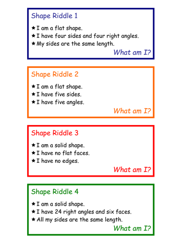 Ks1 2d Shape Riddle Loop Cards Riddes Shape Riddles L - vrogue.co
